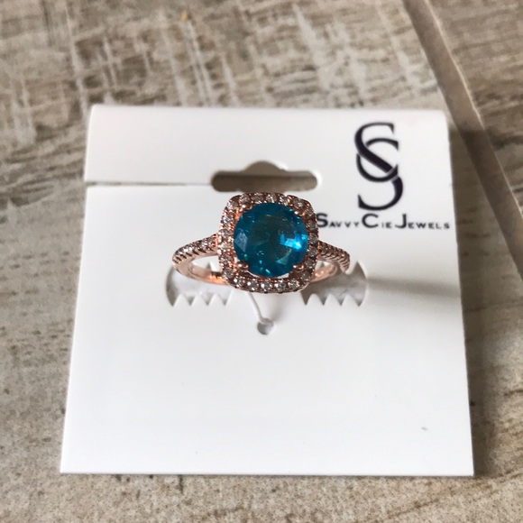 Savvy Cie | Jewelry | Savvy Cie 8k Gold Blue Topaz Ring | Poshmark